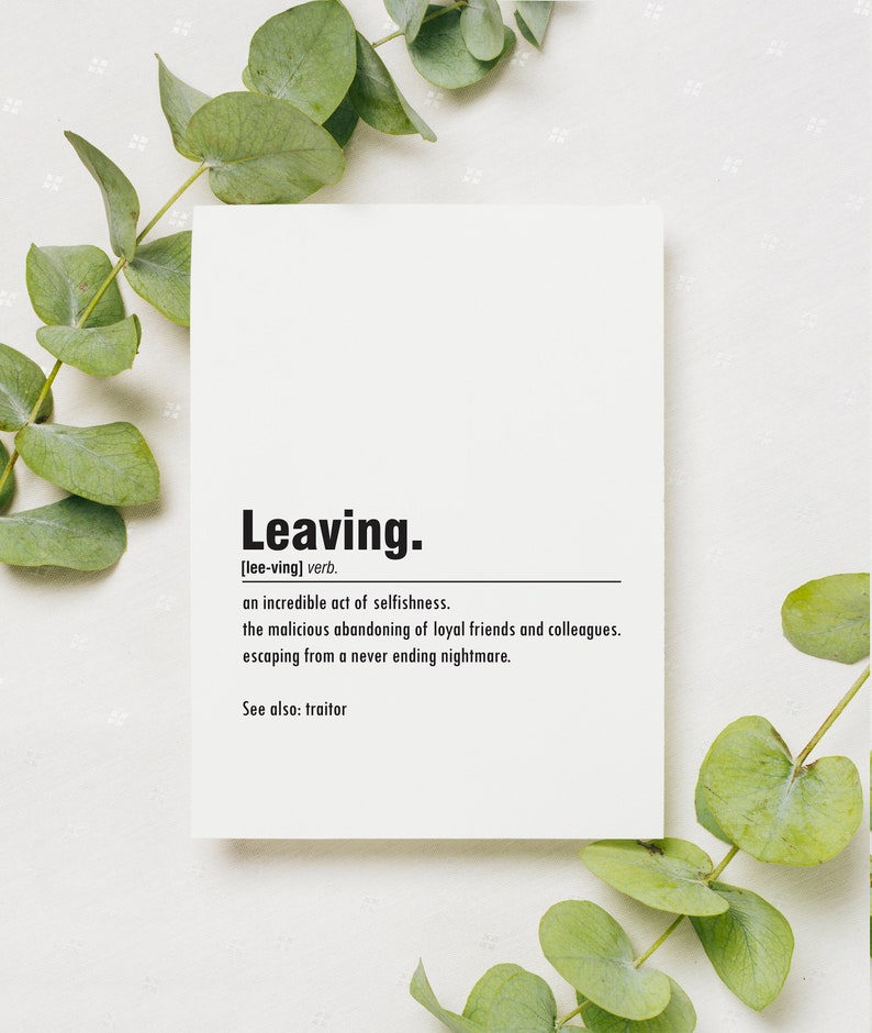 Leaving Definition Card Funny Leaving Card Leaving Card For Etsy leaving-definition-card-funny-leaving-card-leaving-card-for-etsy