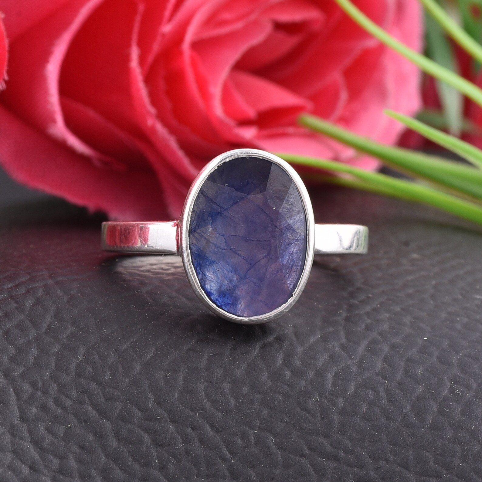 Neelam gemstone Ring lab Certified Natural/Blue Sapphire | Etsy