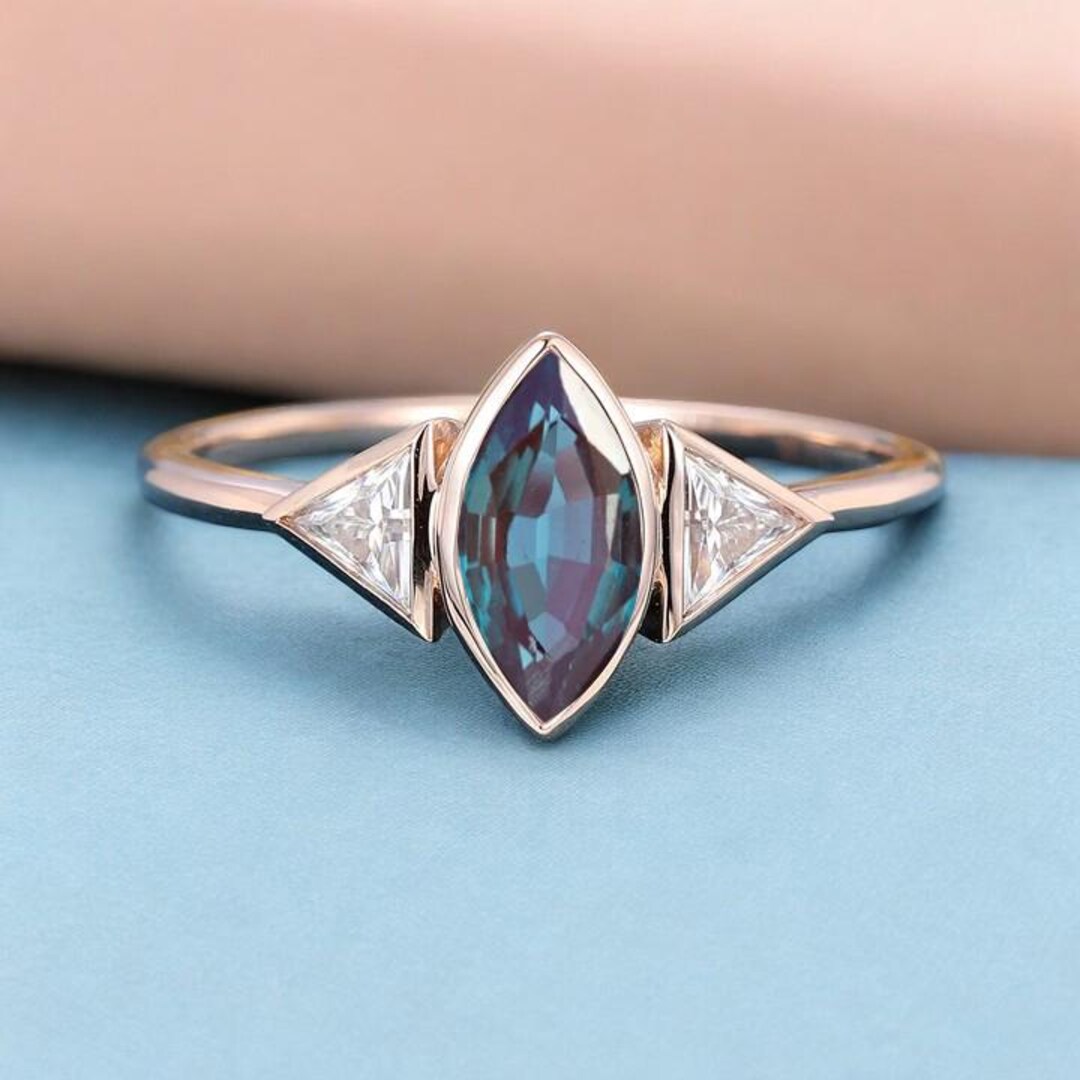 Vintage Alexandrite Art Deco Leaf Ring Unique Anniversary Gifts for ...