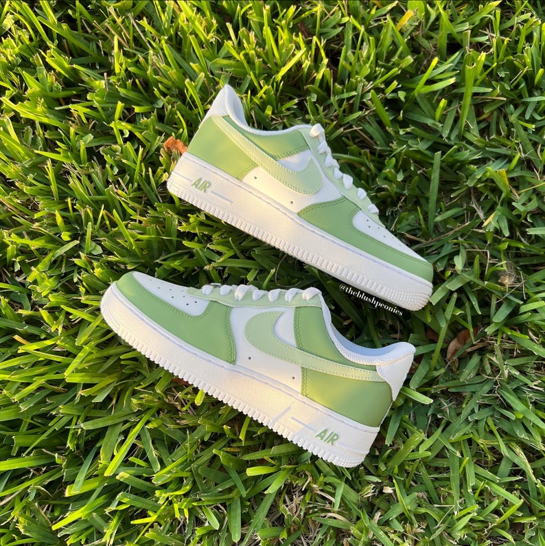 Custom Painted Nike Air Force 1 Low green Custom Sneakers - Etsy