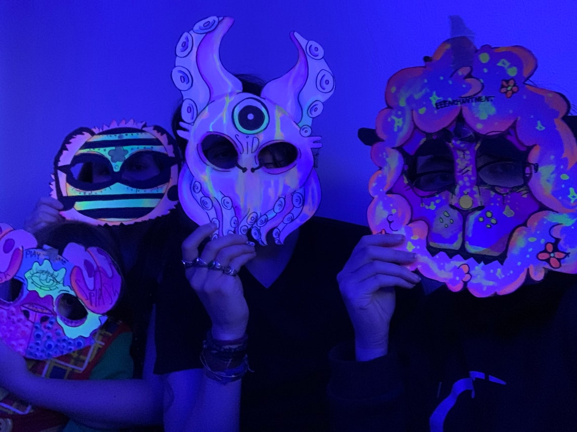 Custom Neon Masks Blacklight Party Paper Originals - Etsy
