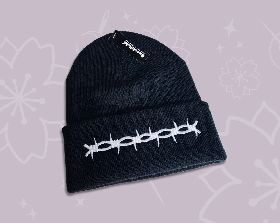 Black Barbed Wire Beanie | Glow in the Dark | Alternative, Knitted ...