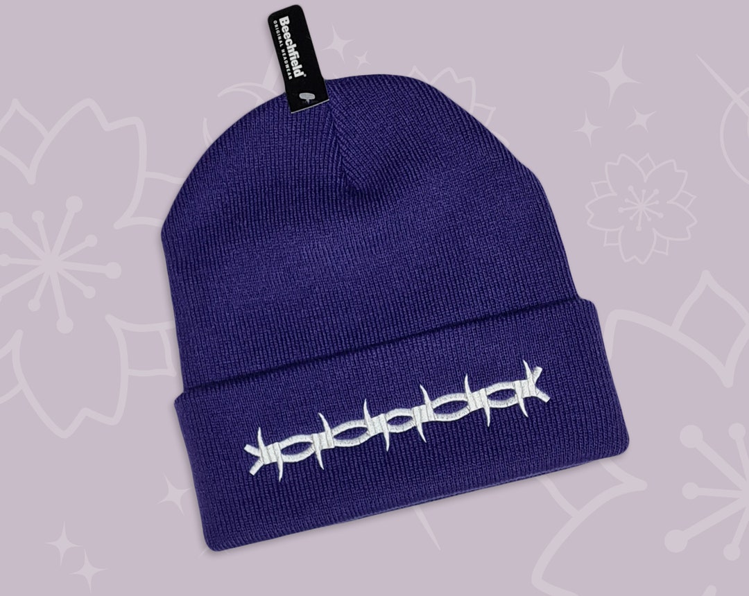 Purple Barbed Wire Beanie Glow in the Dark Alternative, Knitted ...