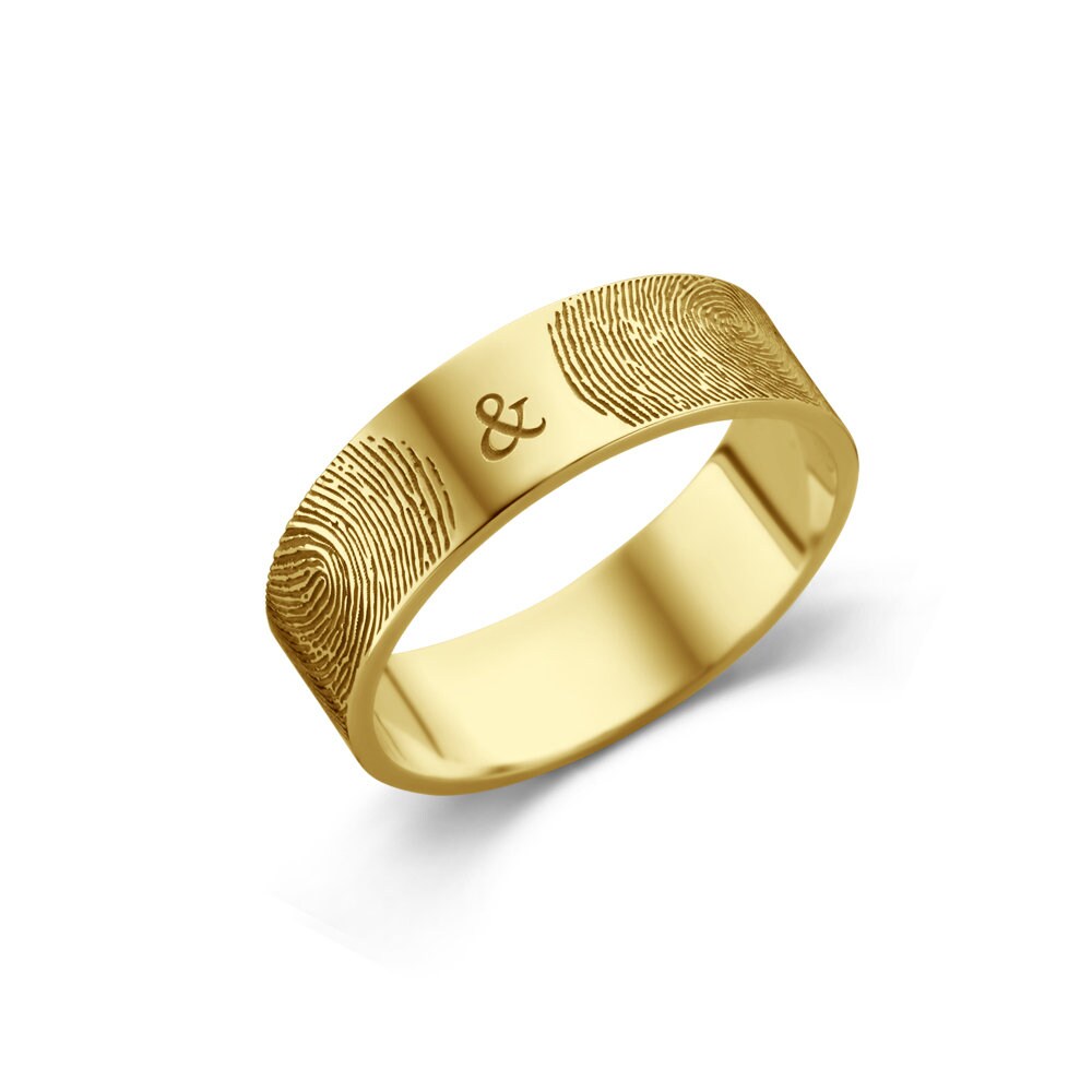14k Fingerprint Ring solid Gold Fingerprint Ring Memorial Fingerprint ...
