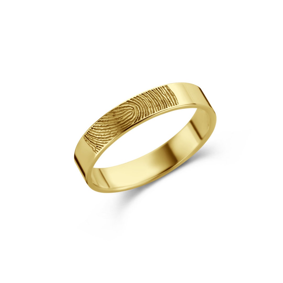 14k Fingerprint Ring - Solid Gold Custom Fingerprint Ring - Memorial ...