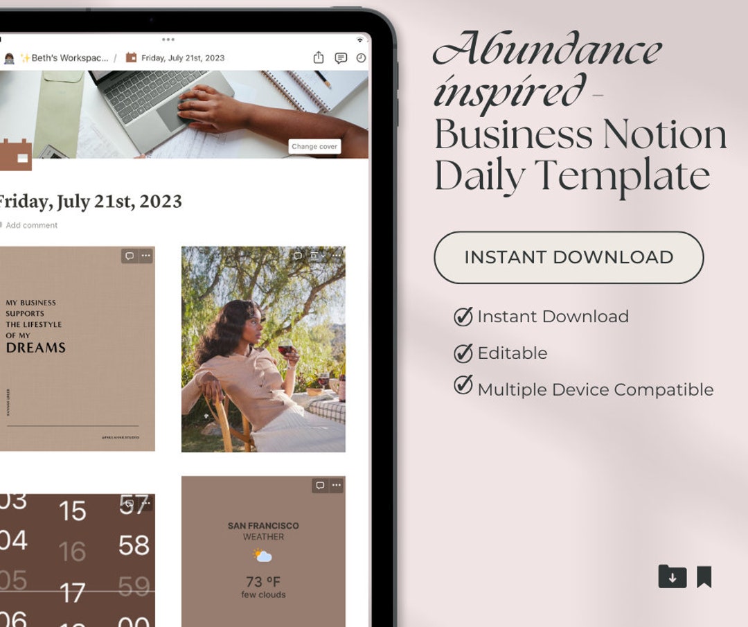 Abundance & Luxury Daily Planner: Daily Notion Template for Young Women ...