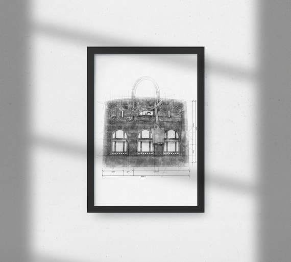 Hermes Birkin Bag Digitally Created Technical Drawing | Etsy