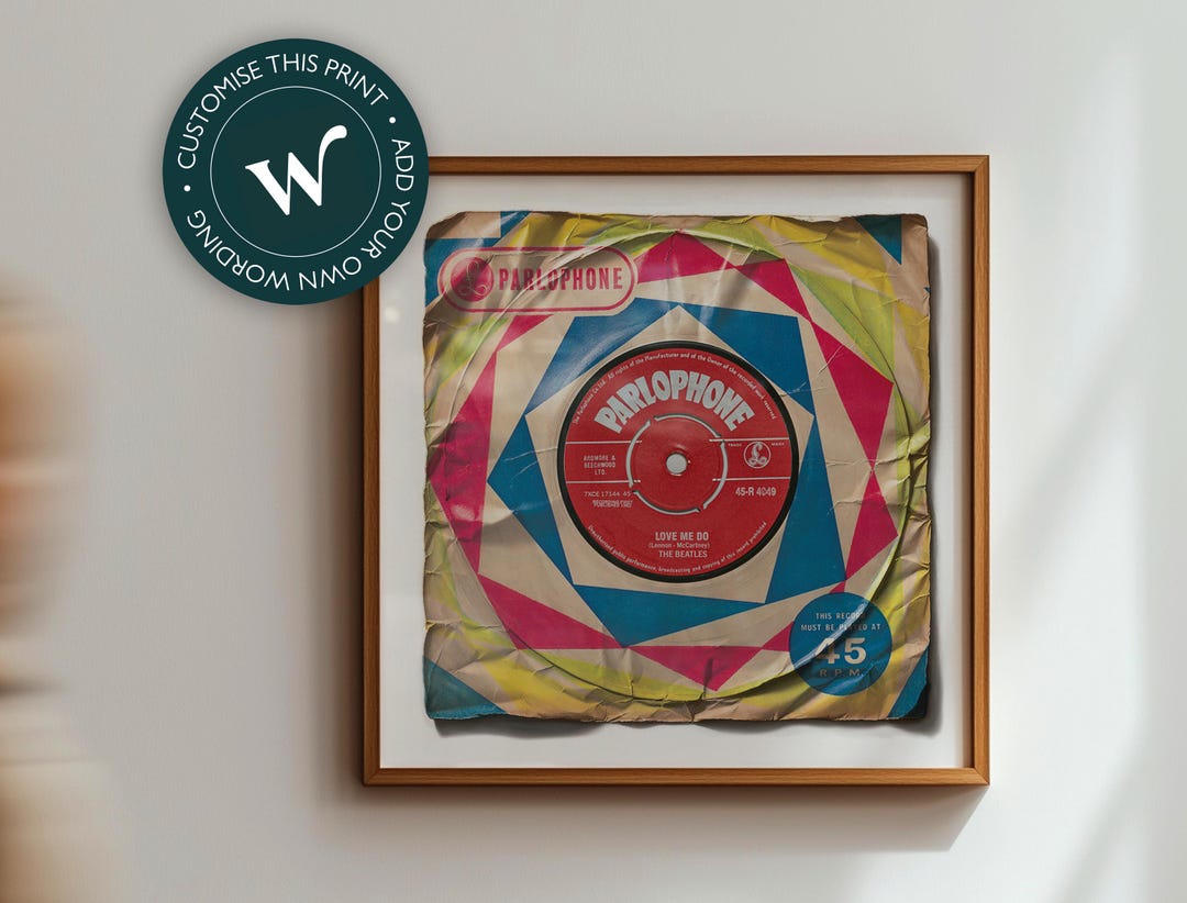 The Beatles - Parlophone Records - Custom 45rpm Record Sleeve Wall Art ...