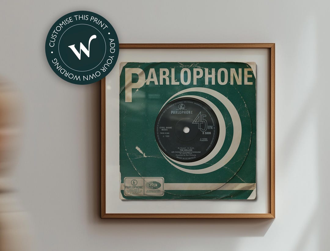 The Hollies - Parlophone Records - Custom 45rpm Record Sleeve Wall Art ...