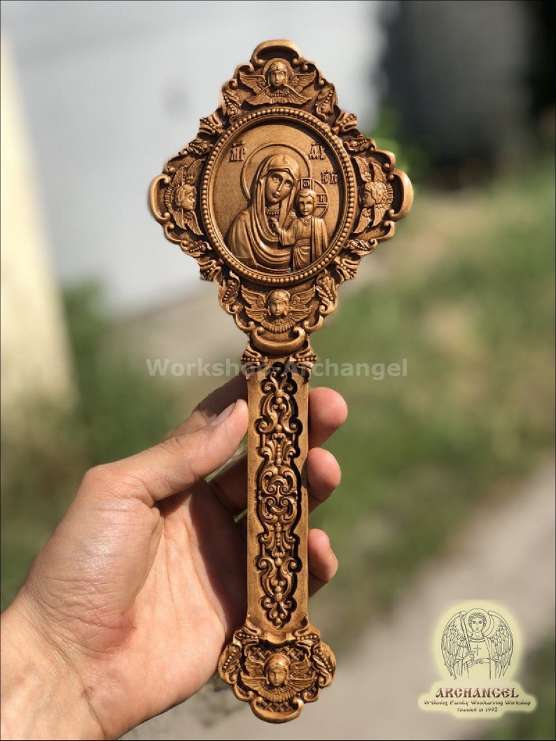 10'' Coptic Hand Blessing Cross Wooden Carved Icon God | Etsy