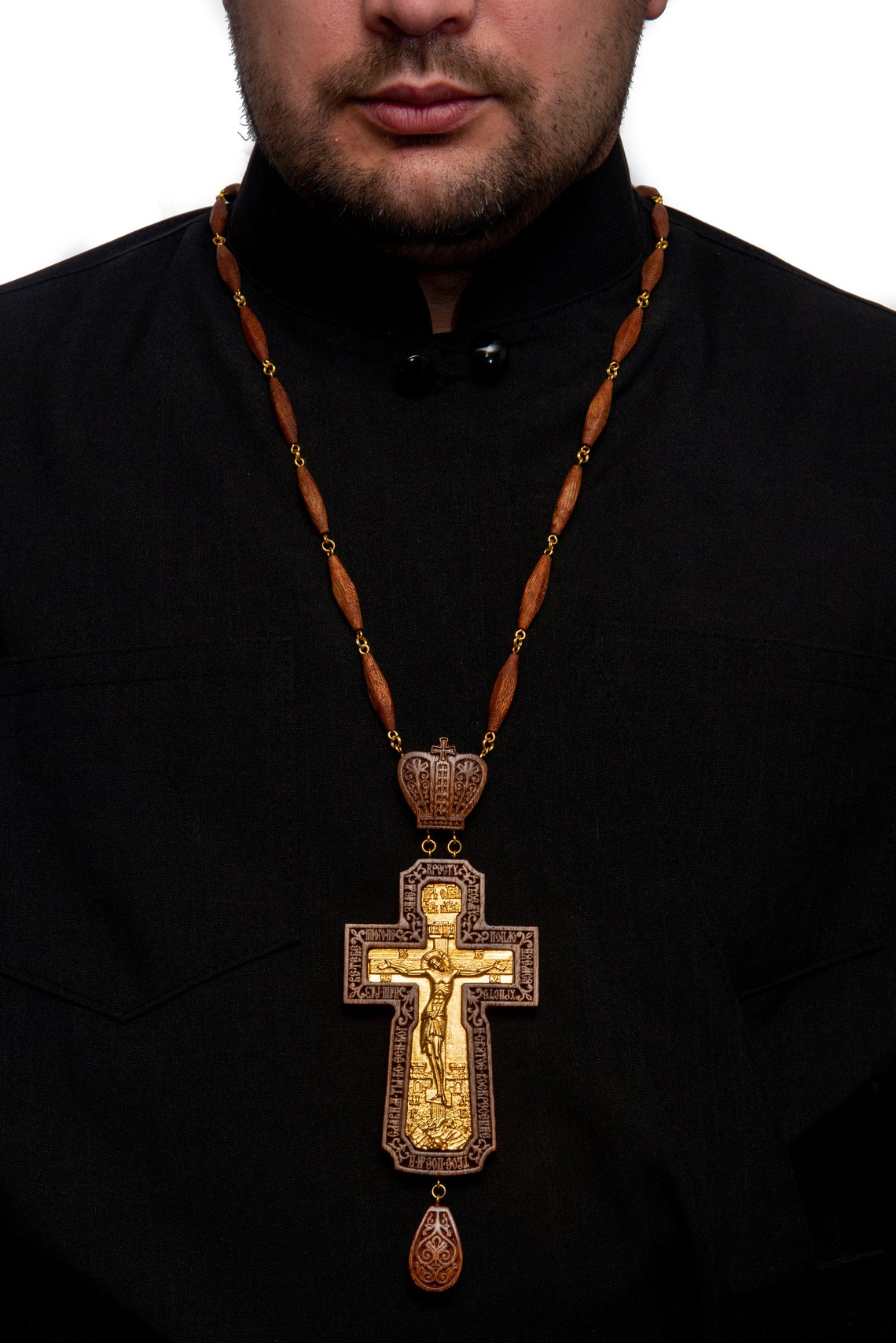 Orthodox Priest Pectoral Cross Award Carved Wooden Crucifix | Etsy