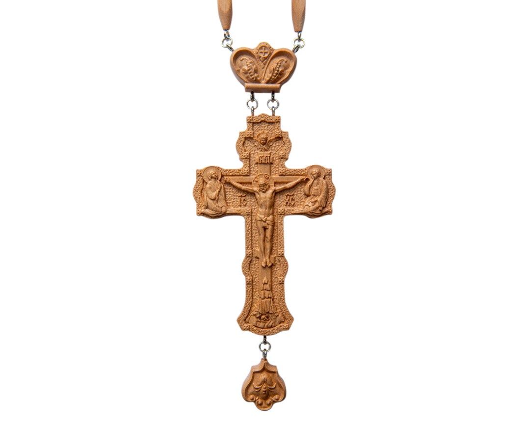 Wood Carved Pectoral Cross: Christian Religious Gift for Bishop (6.5 ...