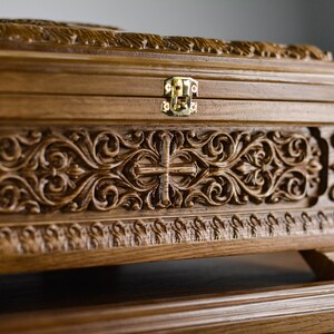 12.5" Reliquary Box Carved Wooden Religious Reliquary for Church Oak ...