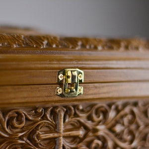 12.5" Reliquary Box Carved Wooden Religious Reliquary for Church Oak ...