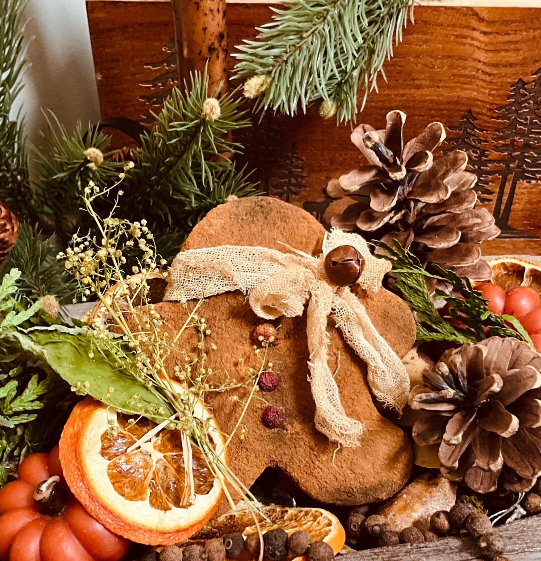 Primitive Pantry Cake Gingerbread Man Shaped Faux Cake Coffee Spices ...