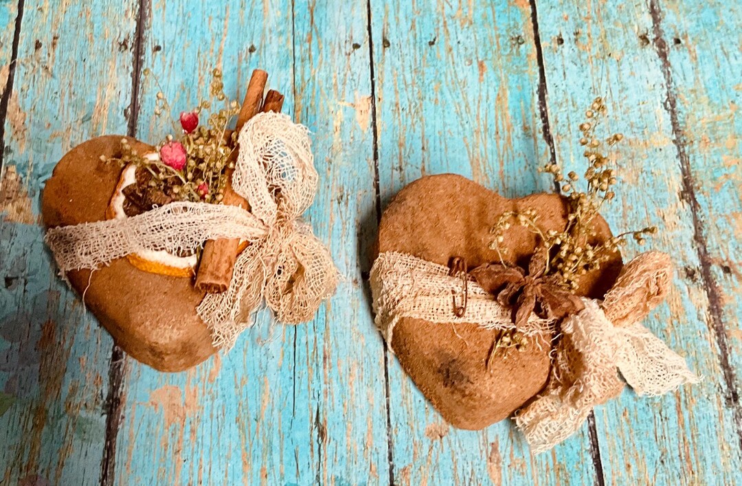 Primitive Pantry Faux Cakes Heart Shaped Sweet Annie Orange Piece ...
