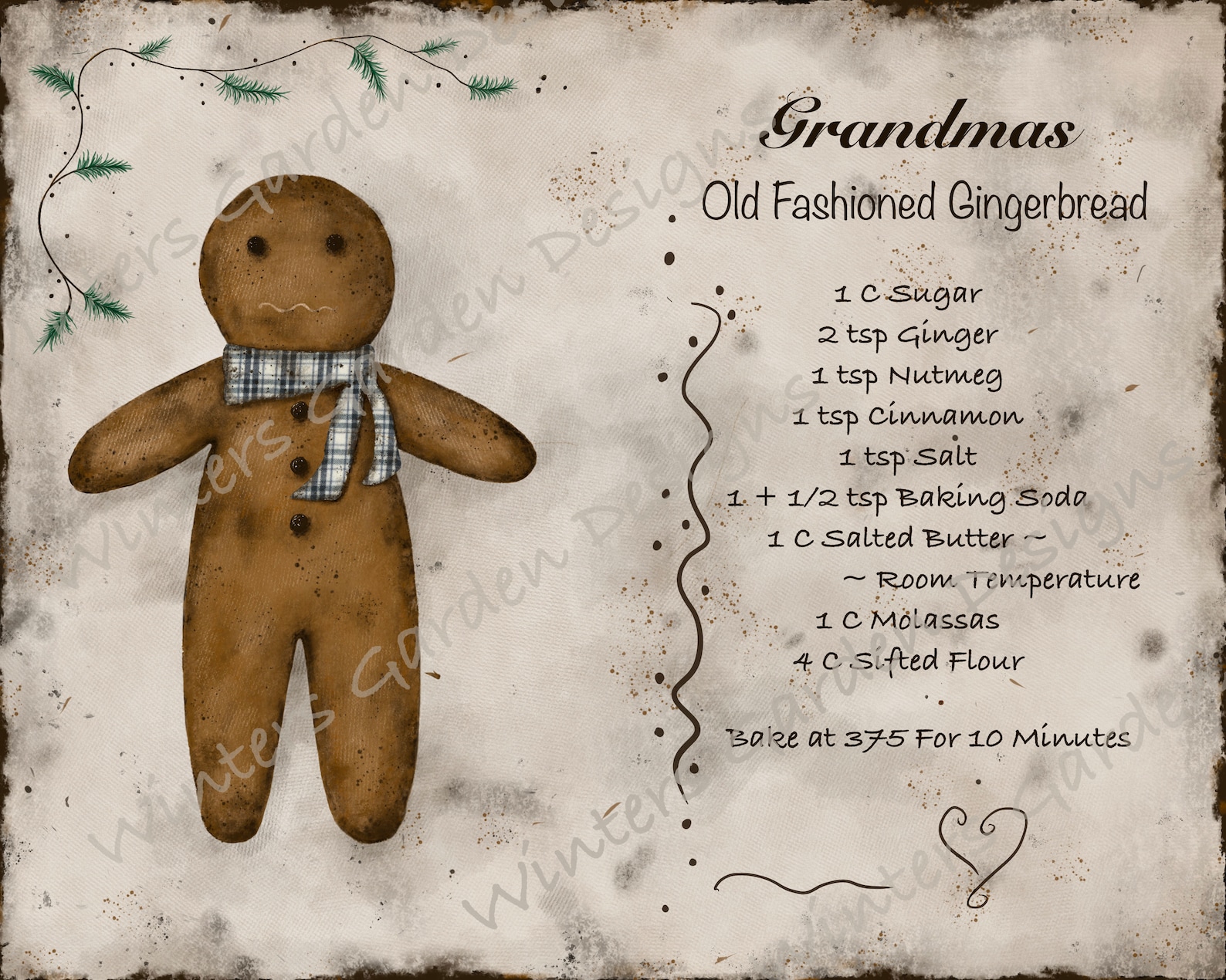 Vintage Grungy Primitive Winter Recipe Journal Scrapbooking 1 PDF ...