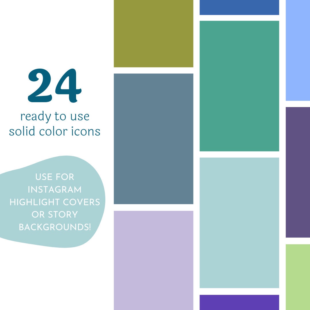 24 Solid Color Instagram Highlight Icons Cool Blue Tones - Etsy