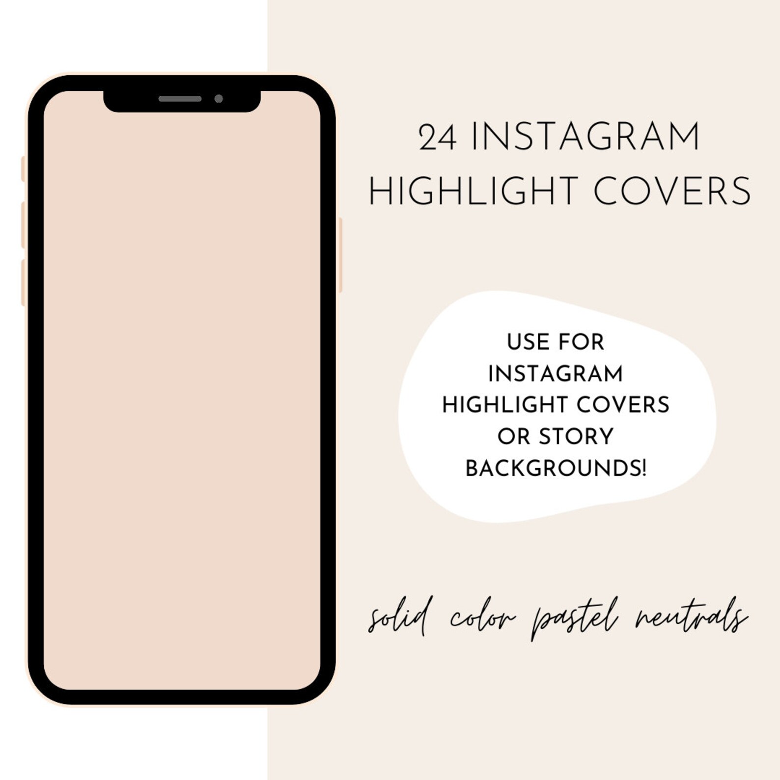 24 Solid Color Instagram Highlight Icons, Pastel Neutrals, Instagram ...