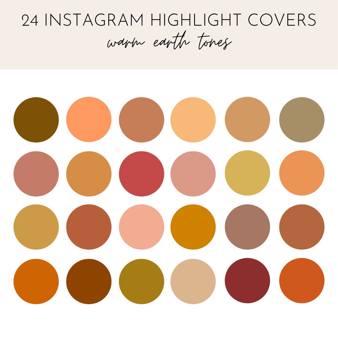 24 Solid Color Instagram Highlight Icons Warm Earth Tones - Etsy UK