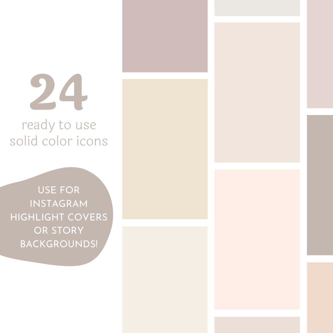 24 Solid Color Instagram Highlight Icons, Pastel Neutrals, Instagram ...