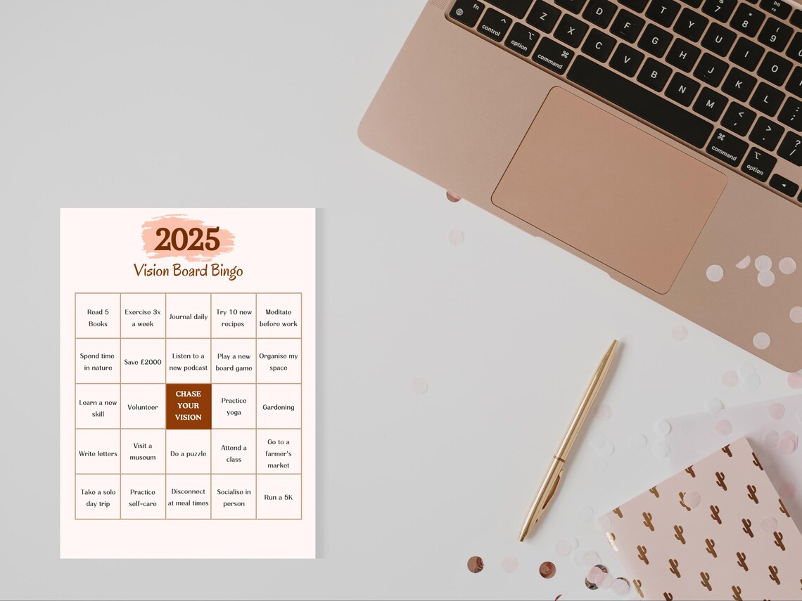 2025 Vision Board Bingo Editable, Canva Template Printable, 2025 Bingo ...