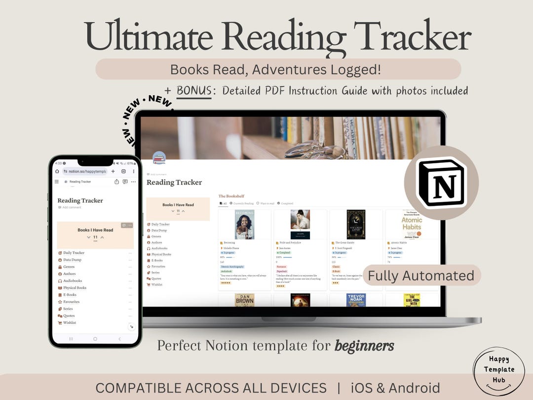 Ultimate Reading Tracker, Book Tracker Planner, Digital Reading Log ...