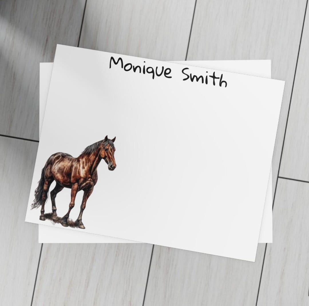 Personalized Stationery Set Note Card Brown Horse Stationary Notecards ...