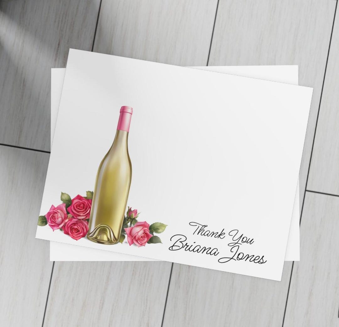 Personalized Stationery Set Note Card Gold Wine Bottle Stationary ...