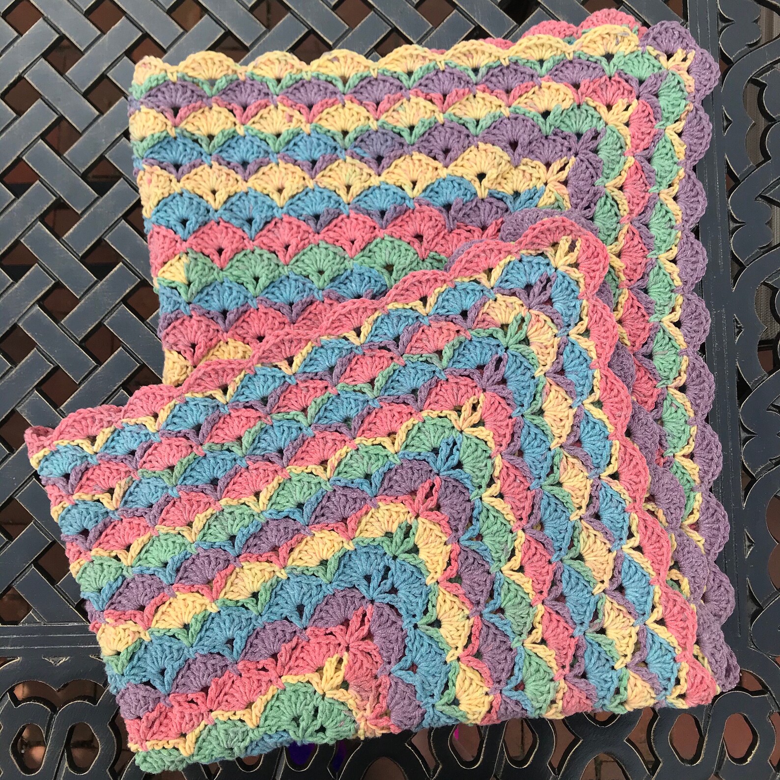 Square Shells Baby Blanket Handmade Baby Blanket Crocheted Baby Blanket ...