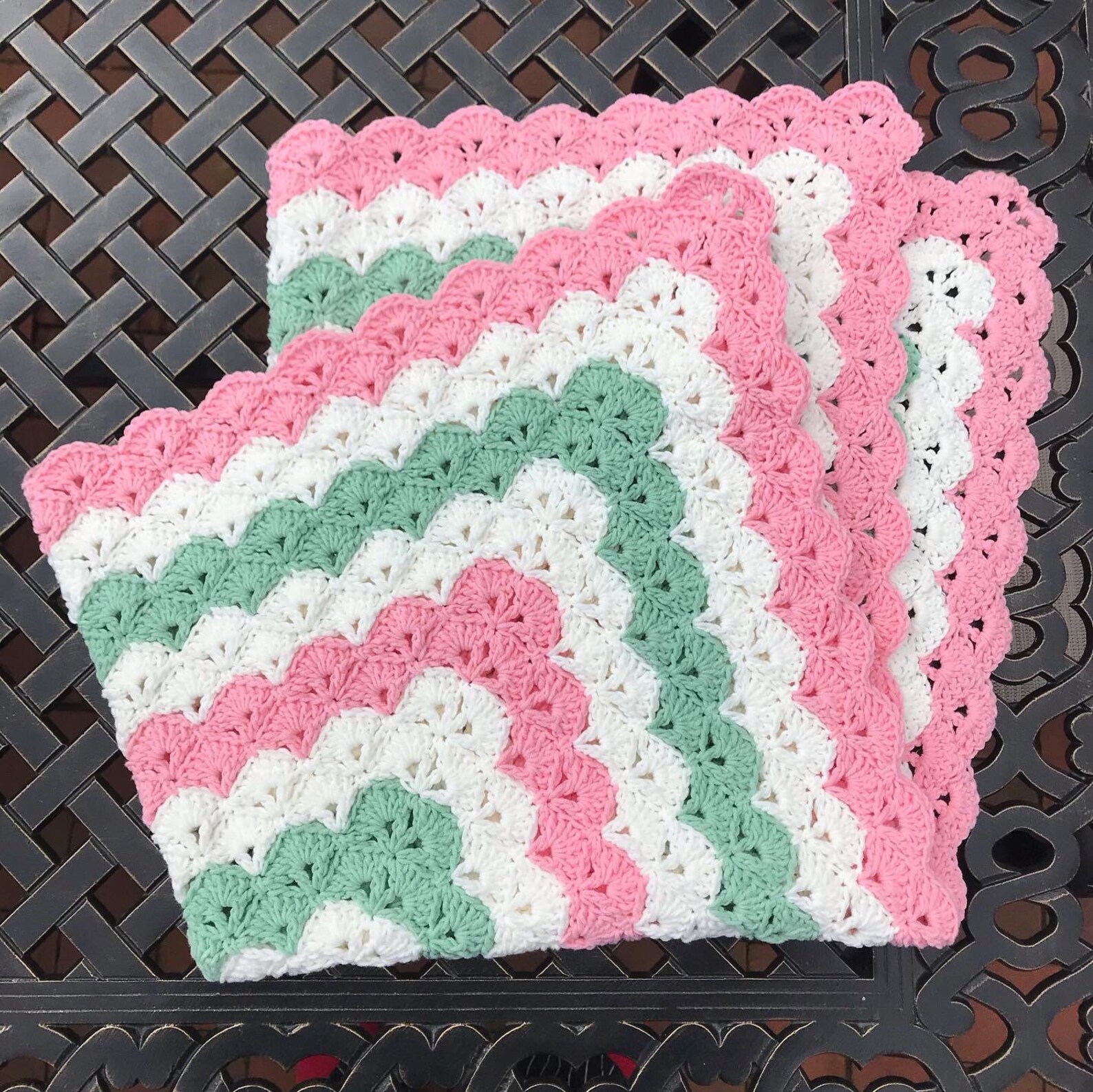 Square Shells Baby Blanket Handmade Baby Blanket Crocheted Baby Blanket ...