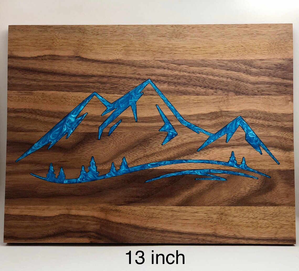 Mountains Epoxy Wood Sign - Etsy