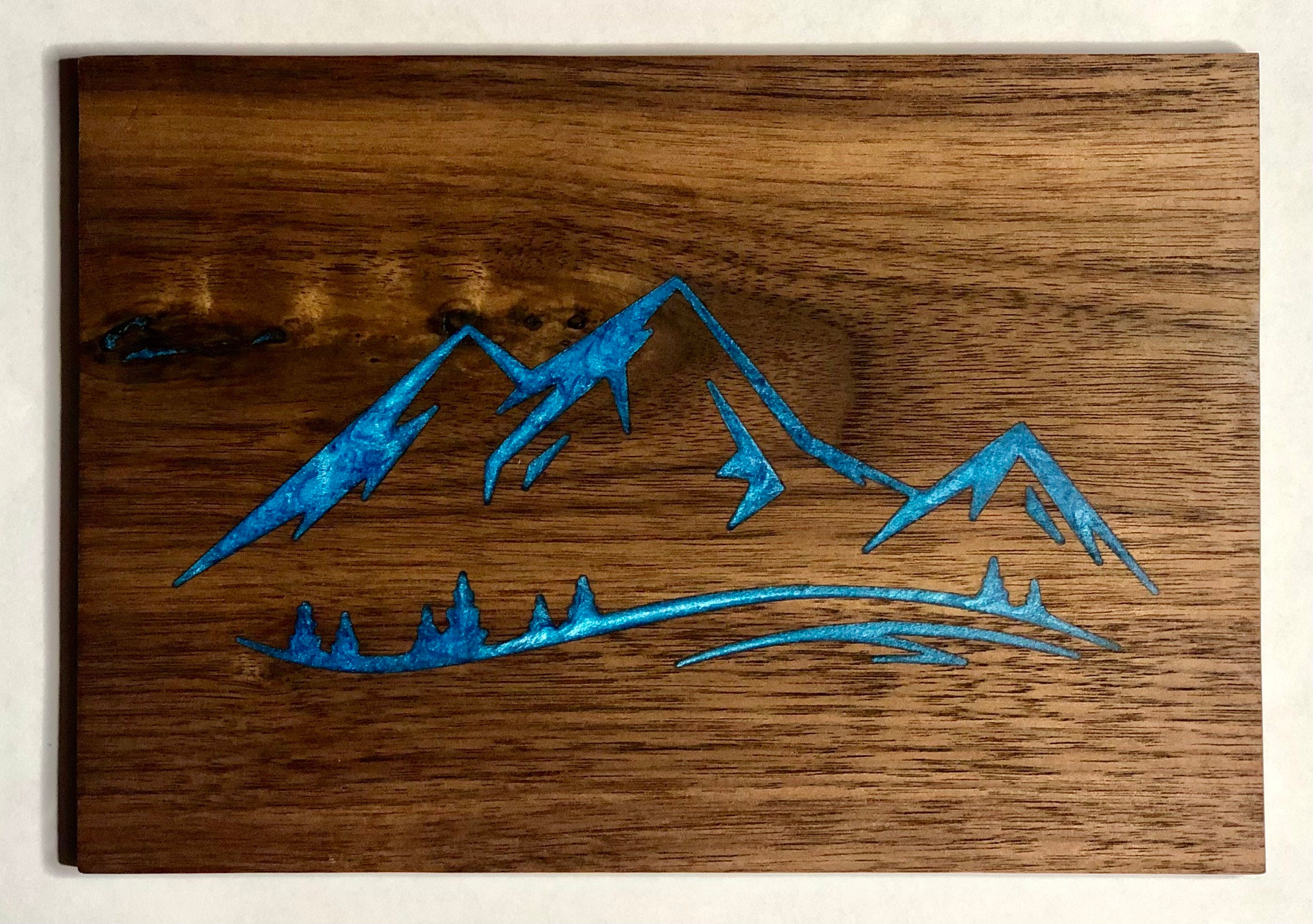 Mountains Epoxy Wood Sign - Etsy