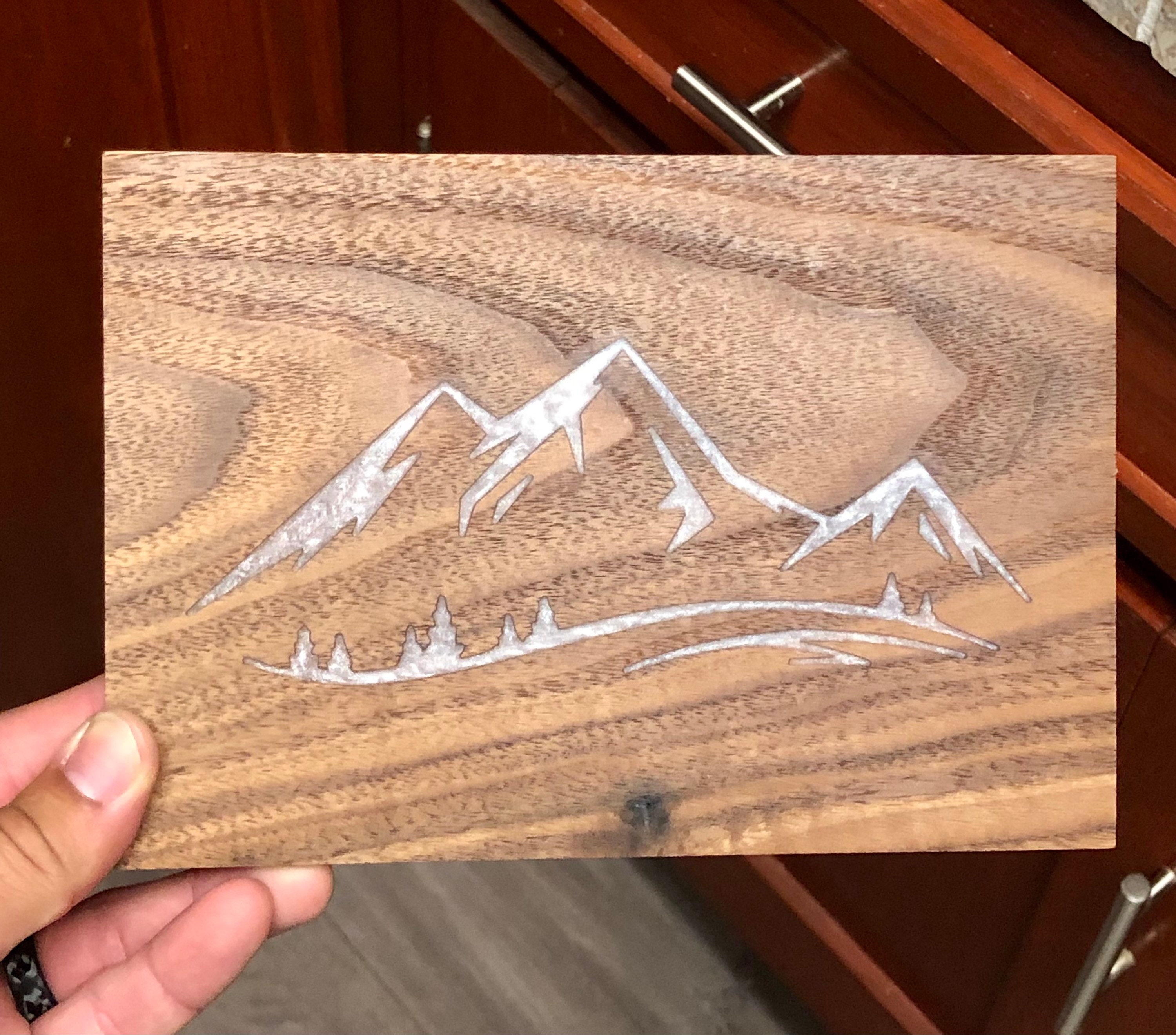 Mountains Epoxy Wood Sign - Etsy
