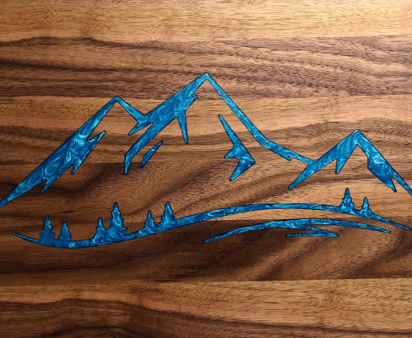 Mountains Epoxy Wood Sign - Etsy