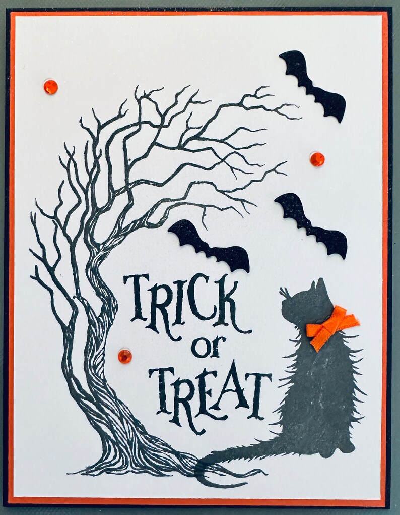 Black Cat Halloween Card - Etsy