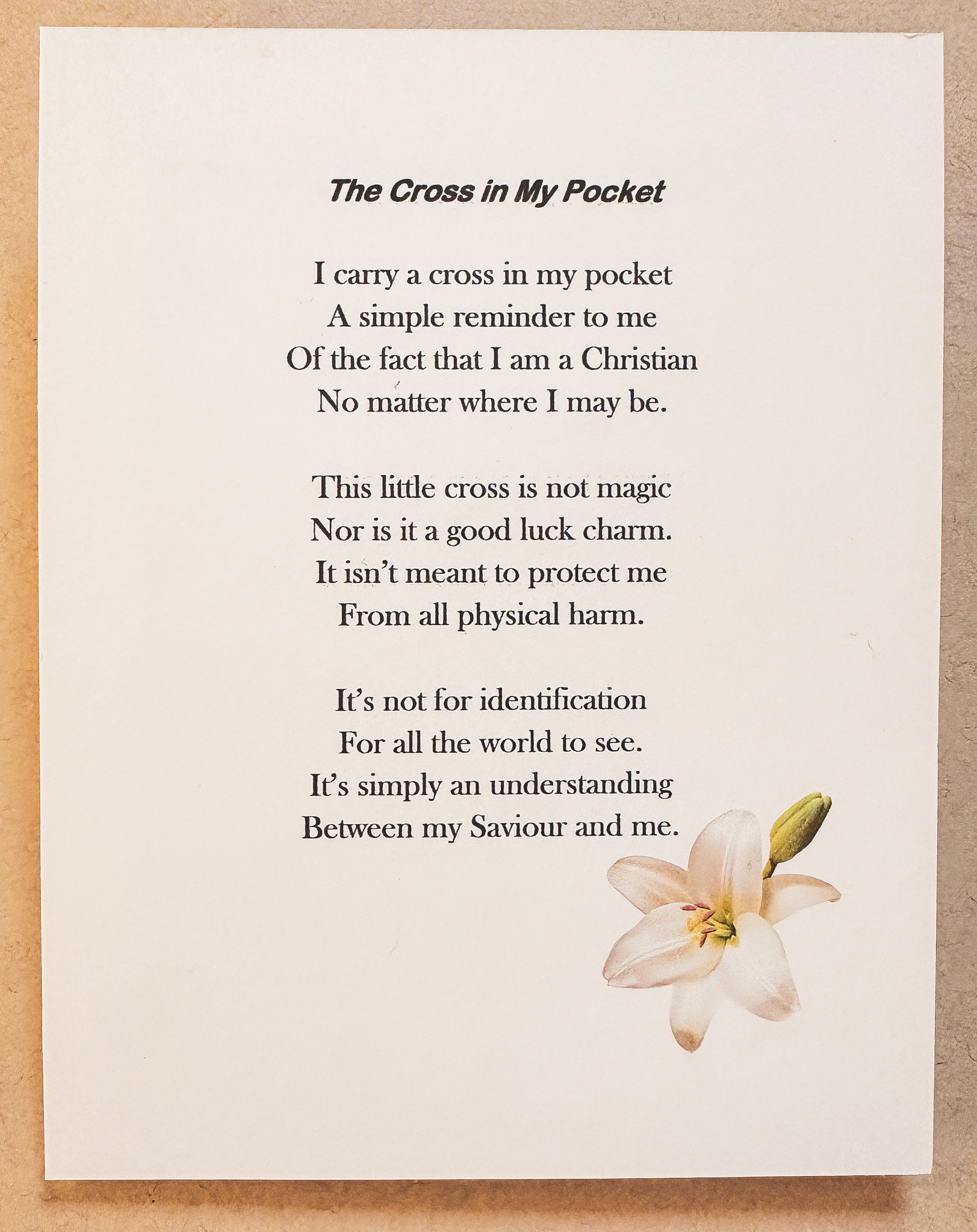 Cross in My Pocket Card - Etsy