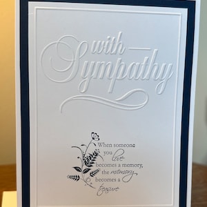 White Embossed Sympathy Card - Etsy