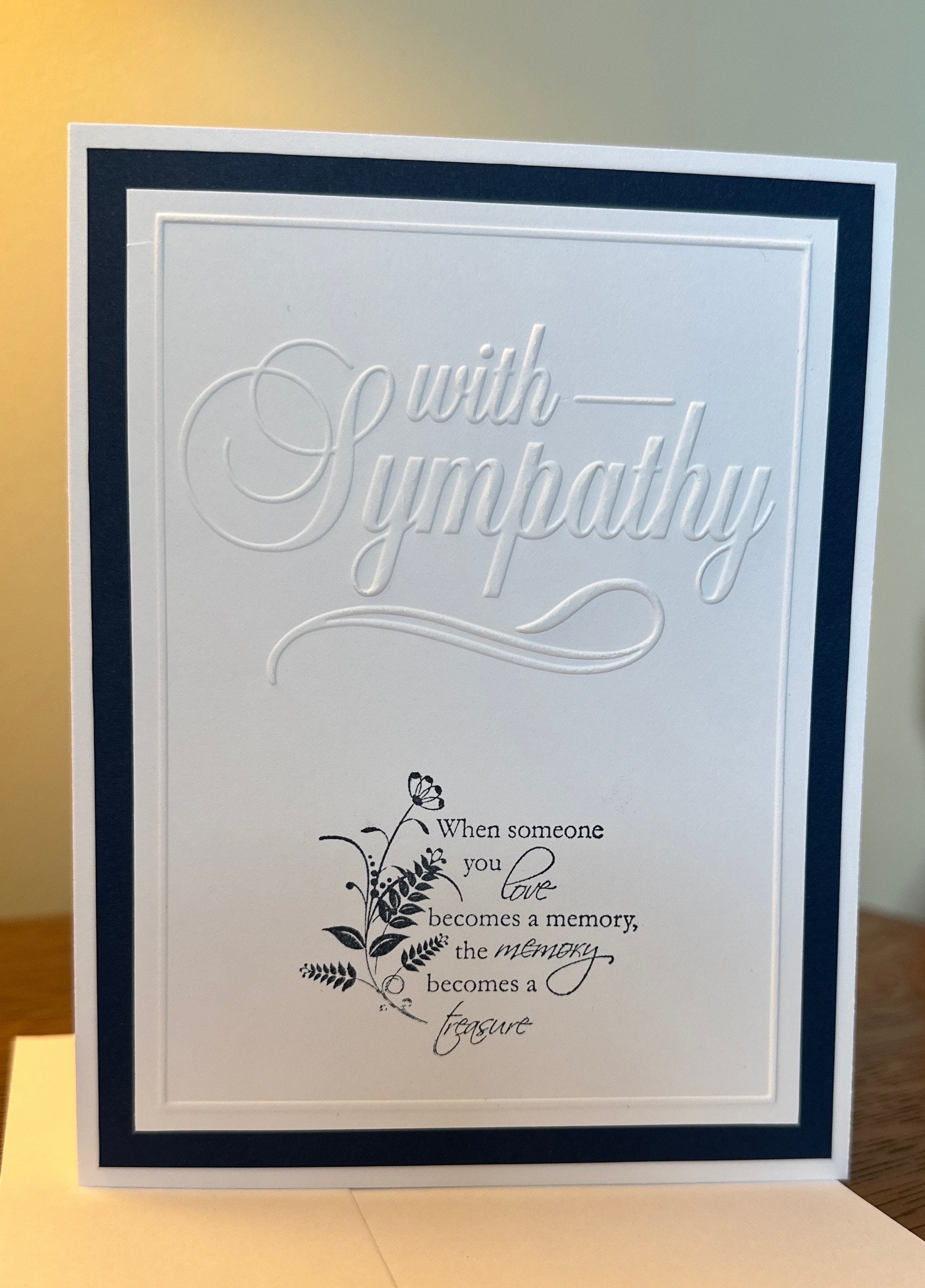 White Embossed Sympathy Card - Etsy