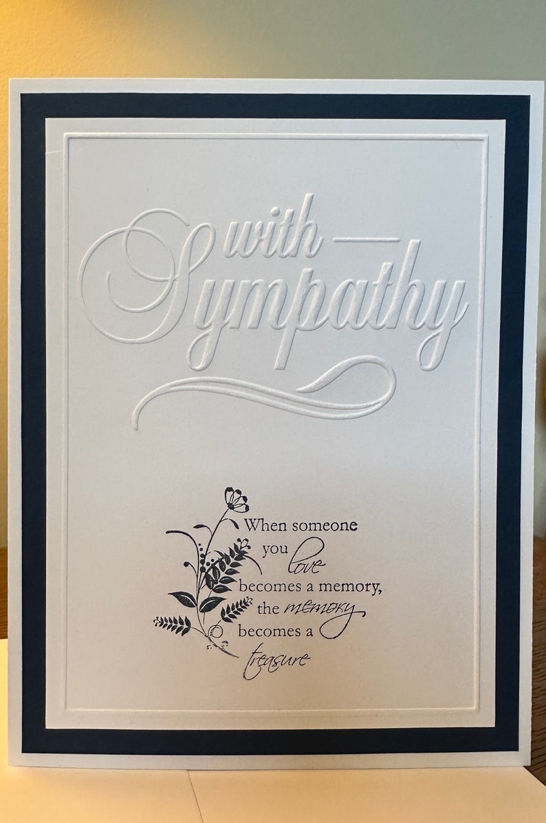 White Embossed Sympathy Card - Etsy