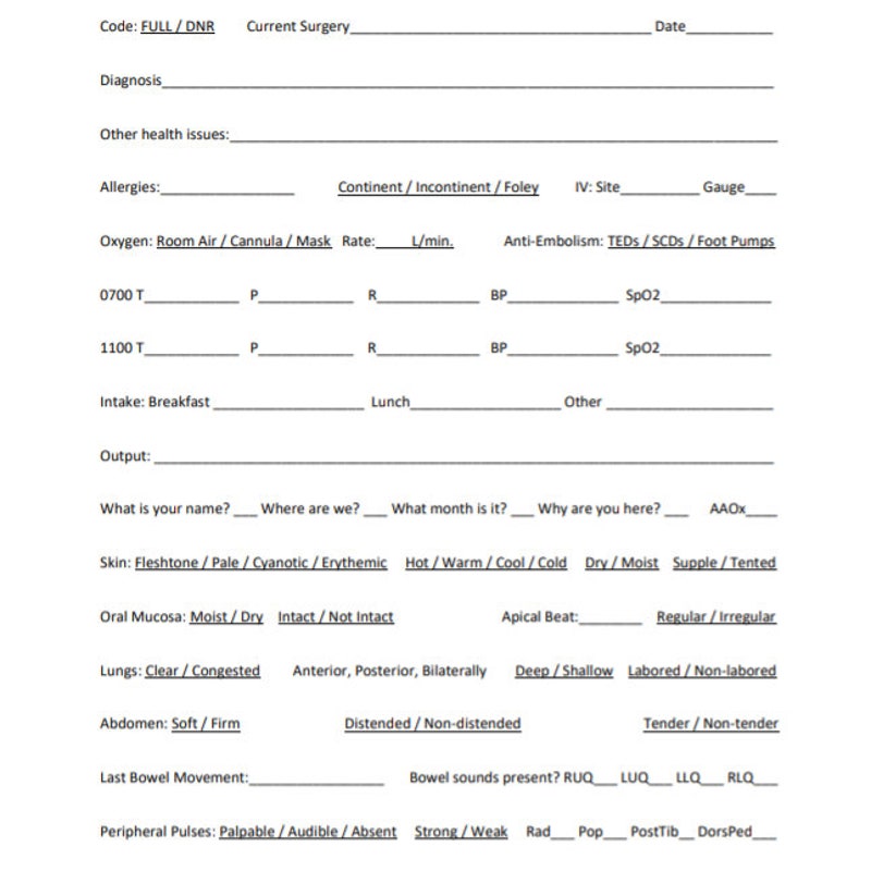Nursing Clinical Paperwork - Etsy