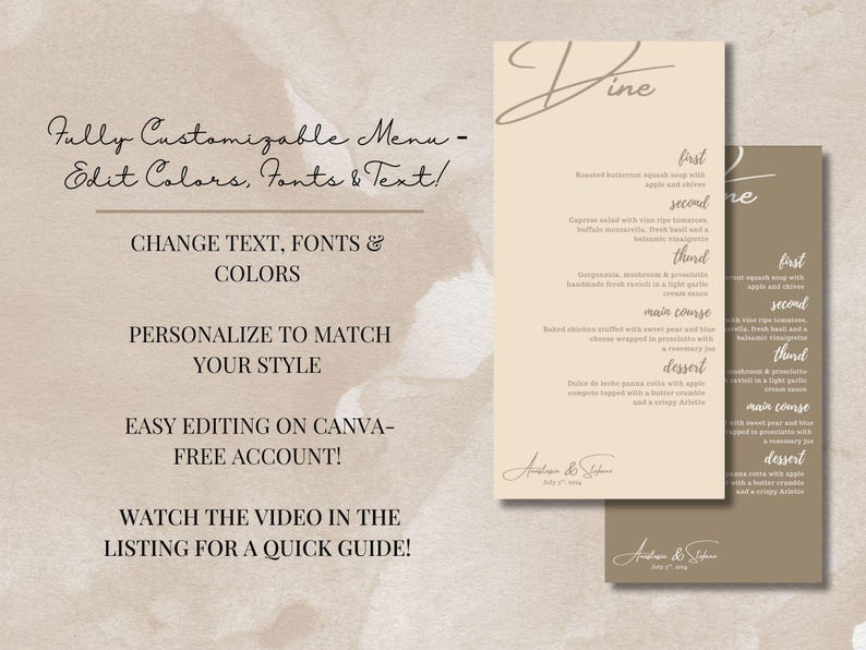 Minimalist Black & White Menu | Fully Editable Canva Template - Etsy