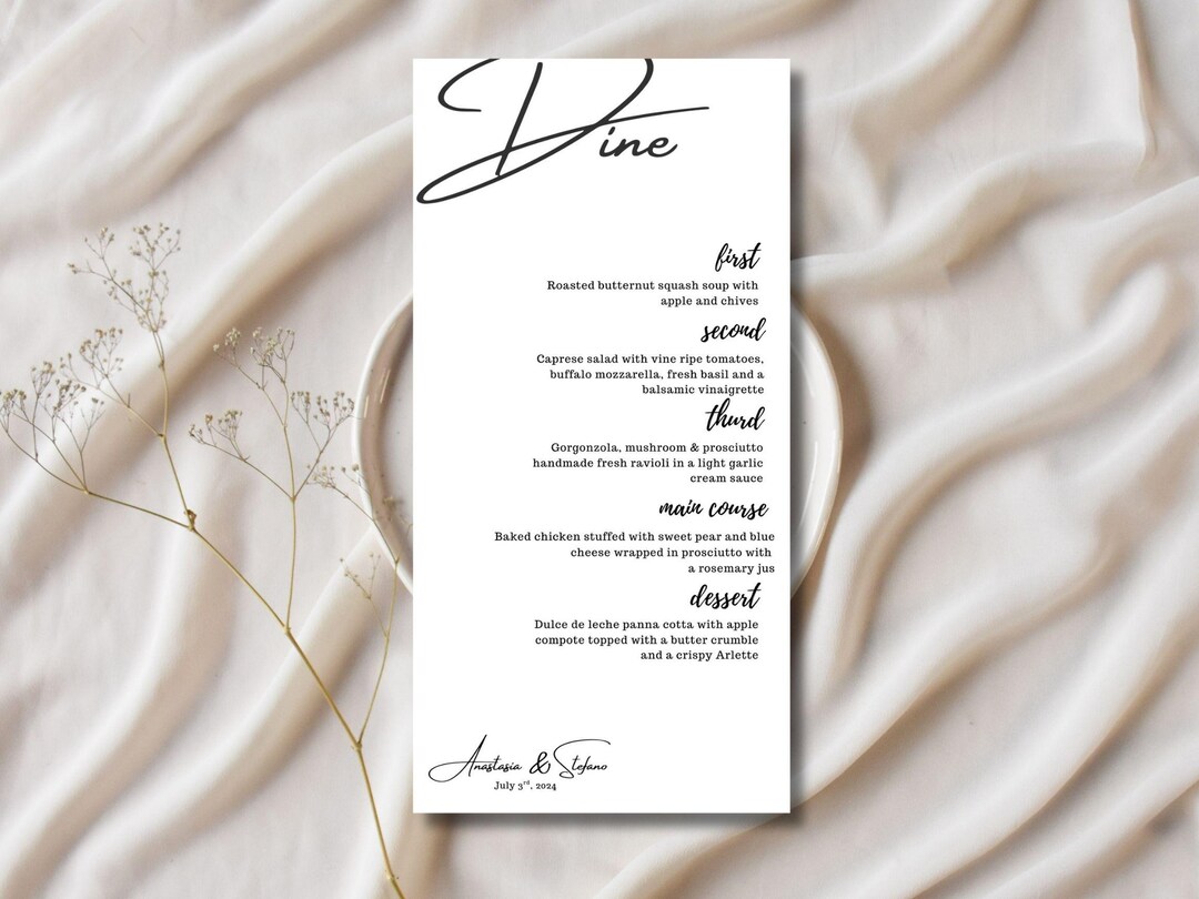 Minimalist Black & White Menu | Fully Editable Canva Template - Etsy