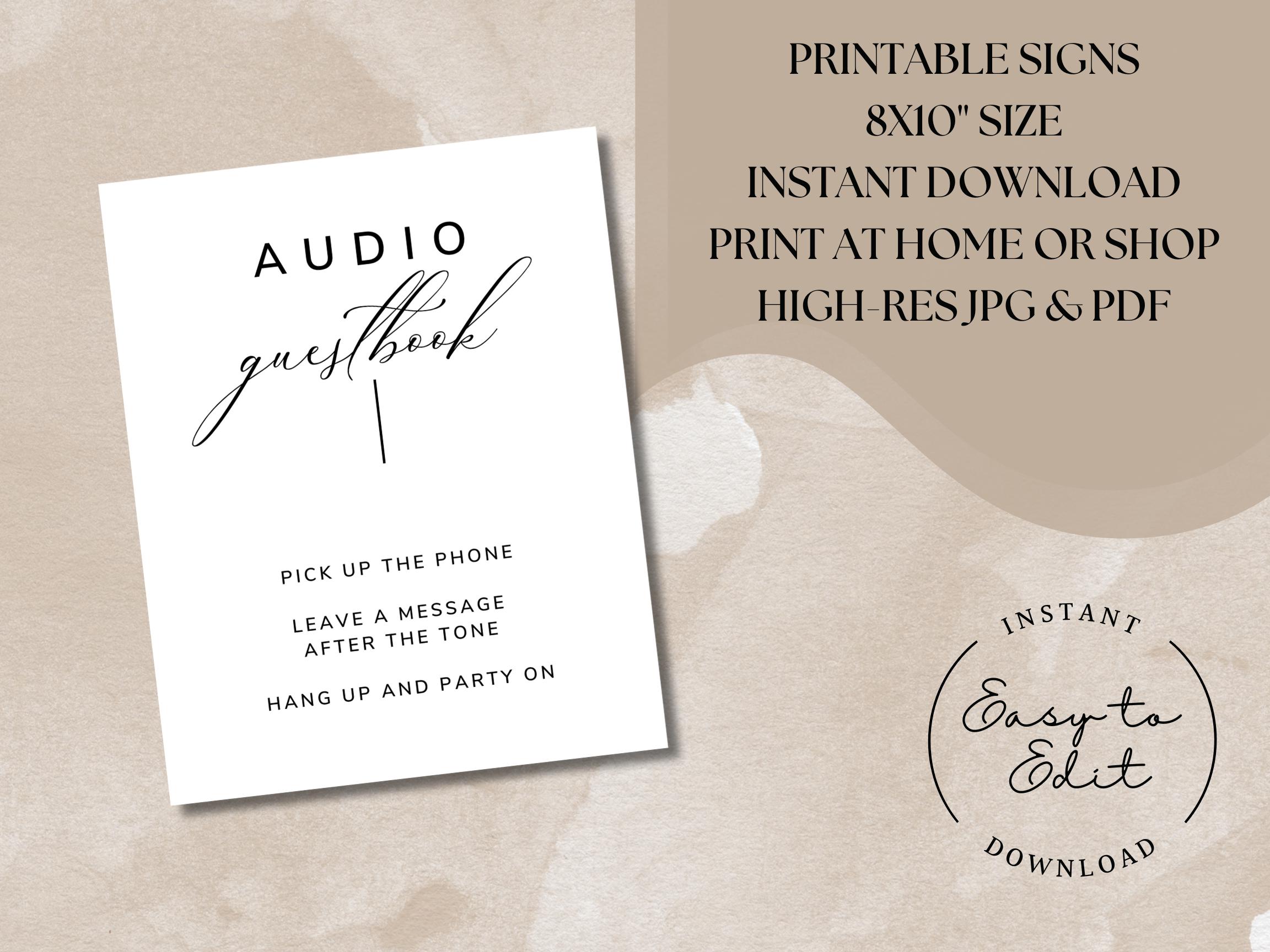 Minimalist Audio Guest Book Sign | Editable Canva Template | Wedding ...