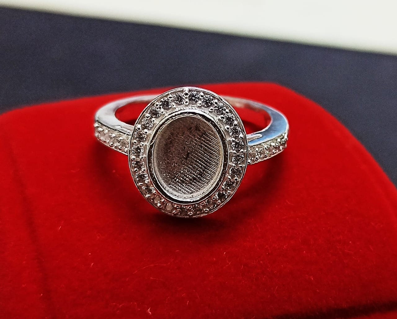 Oval Shape Blank Bezel Ring Surrounded With Zircon 925 | Etsy