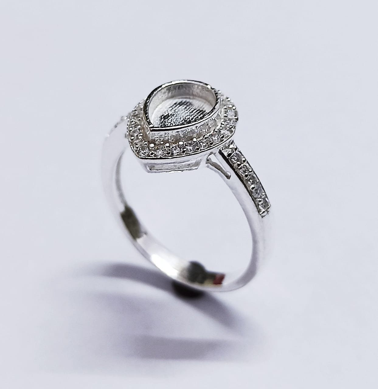 Pear Shape Blank Bezel Ring Surrounded With Zircon 925 | Etsy