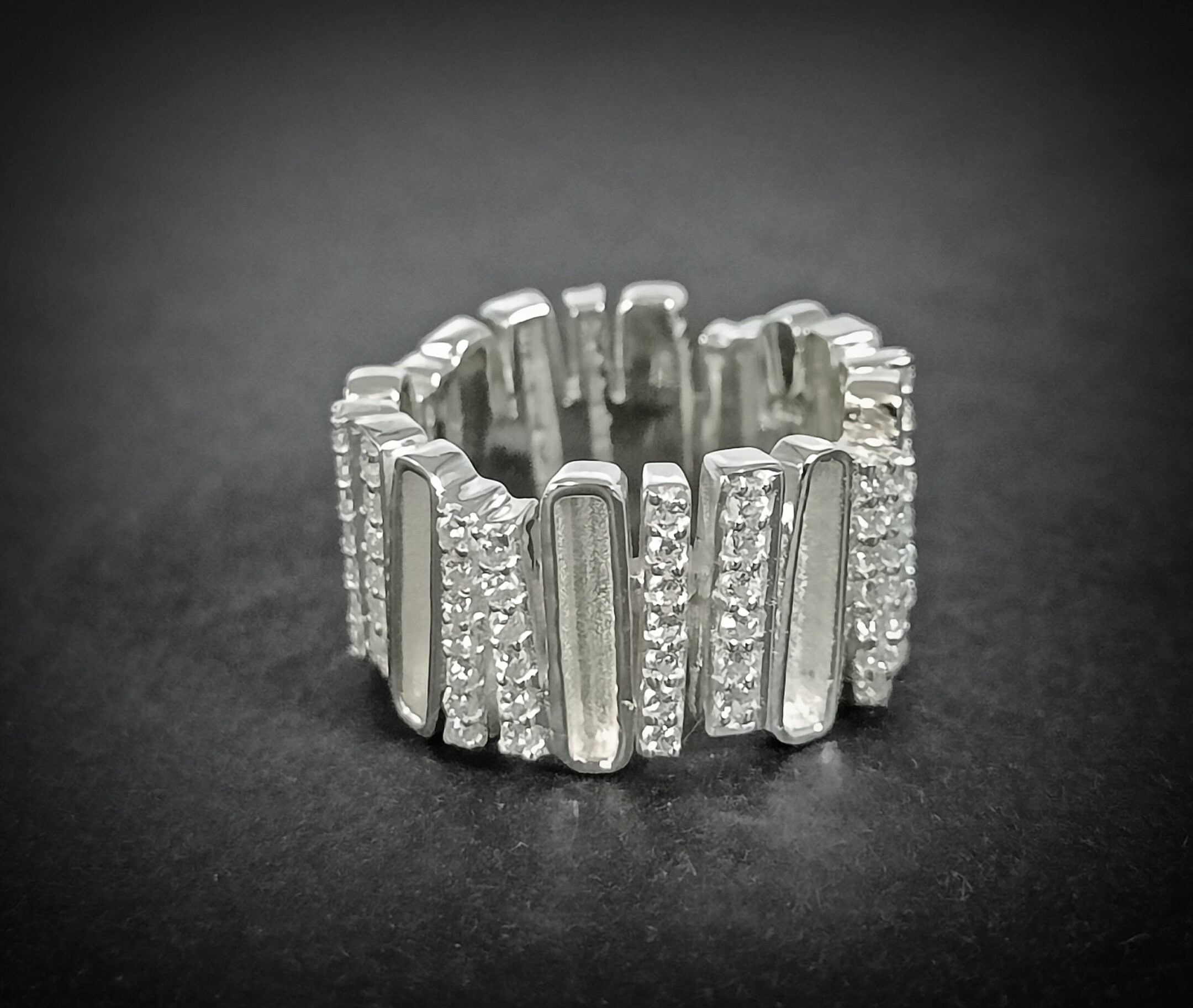 925 Sterling Solid Silver 12mm Wide Designer Close Back Bezel Ring With ...