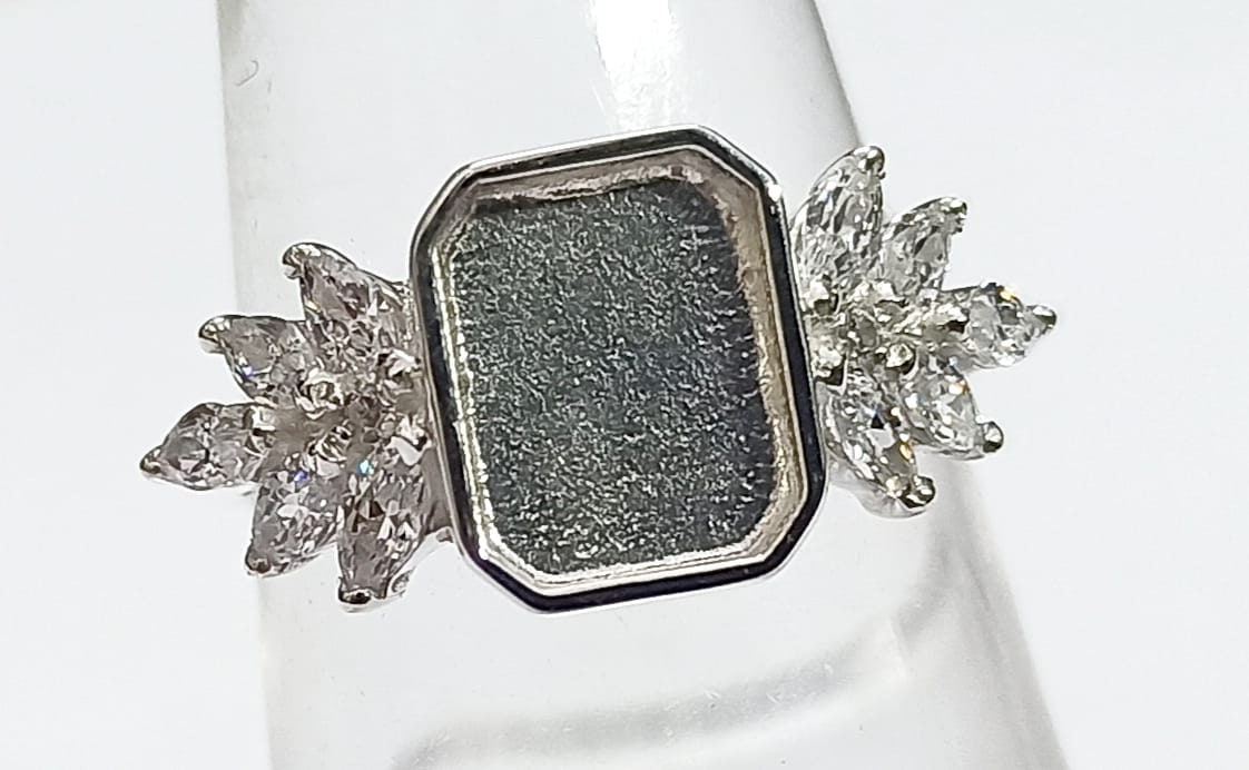 7x9mm Rectangle Shape Blank Bezel Ring With Zircon, Good for Resin ...
