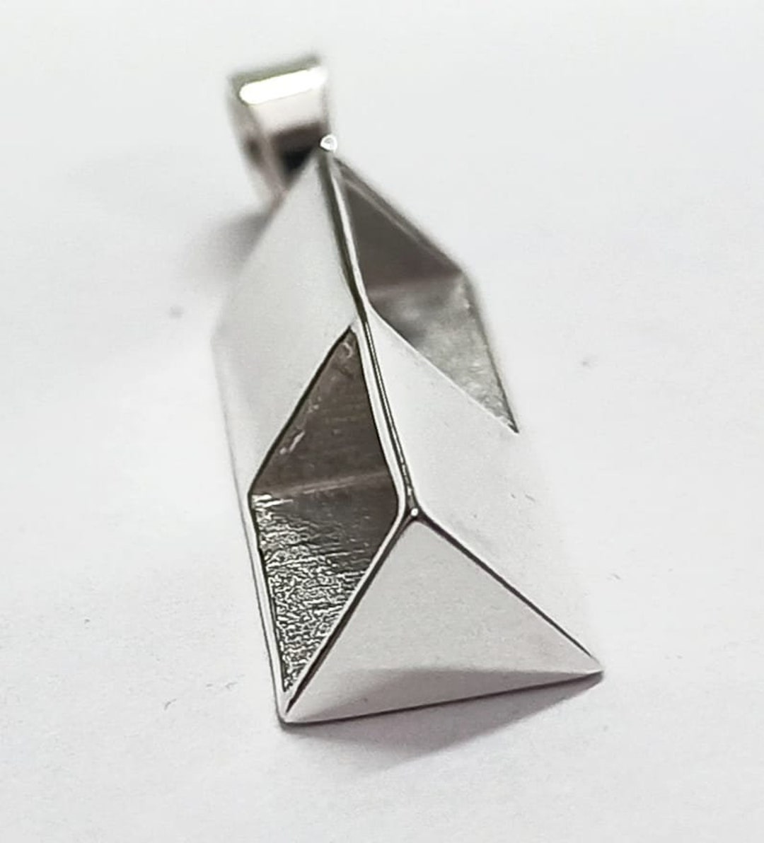 24mm Long Triangle Shape Blank Bezel Pendant, 925 Sterling Silver ...
