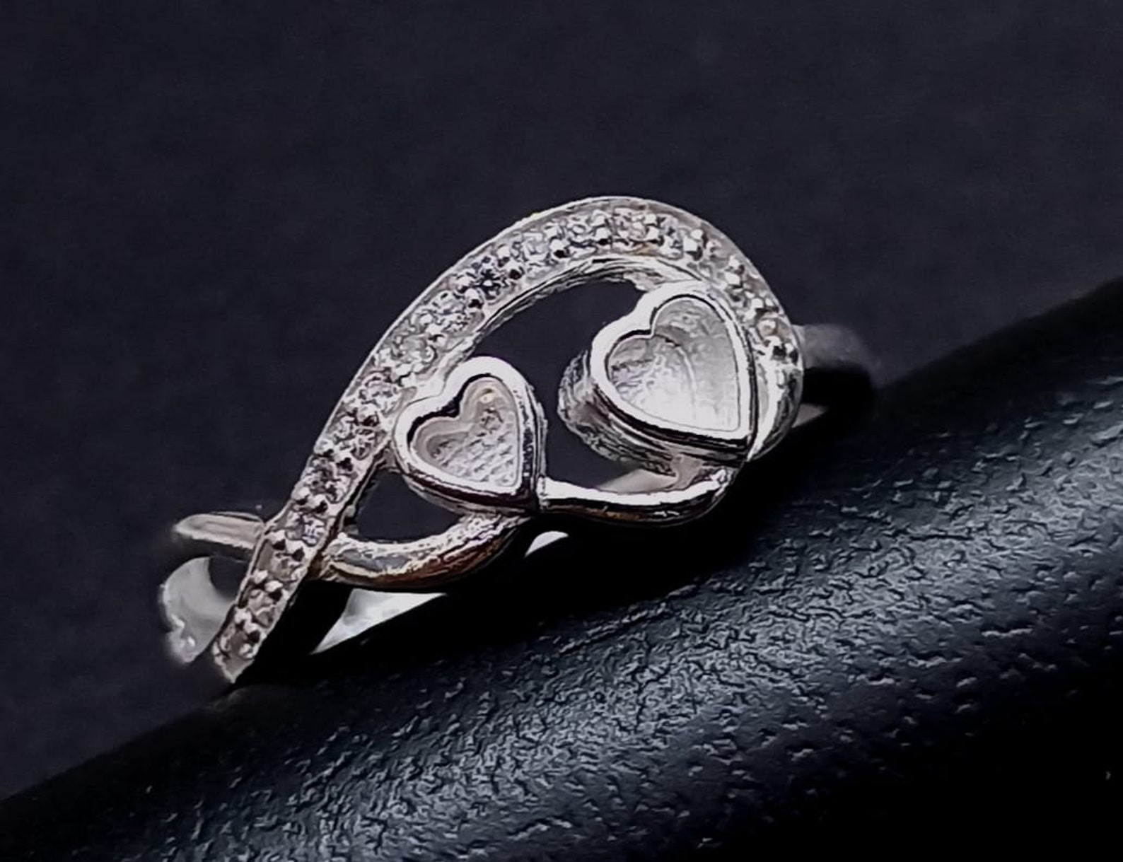 925 Sterling Solid Silver the Lovebirds Blank Heart Bezel With Zircon ...